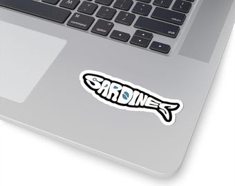 Sardines Dark Sticker - Cute Fish Art, Waterproof Vinyl Decal for ...