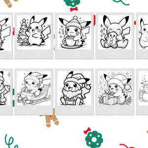 10 Printable Christmas Pikachu Pokémon Coloring Pages, Coloring Sheets ...