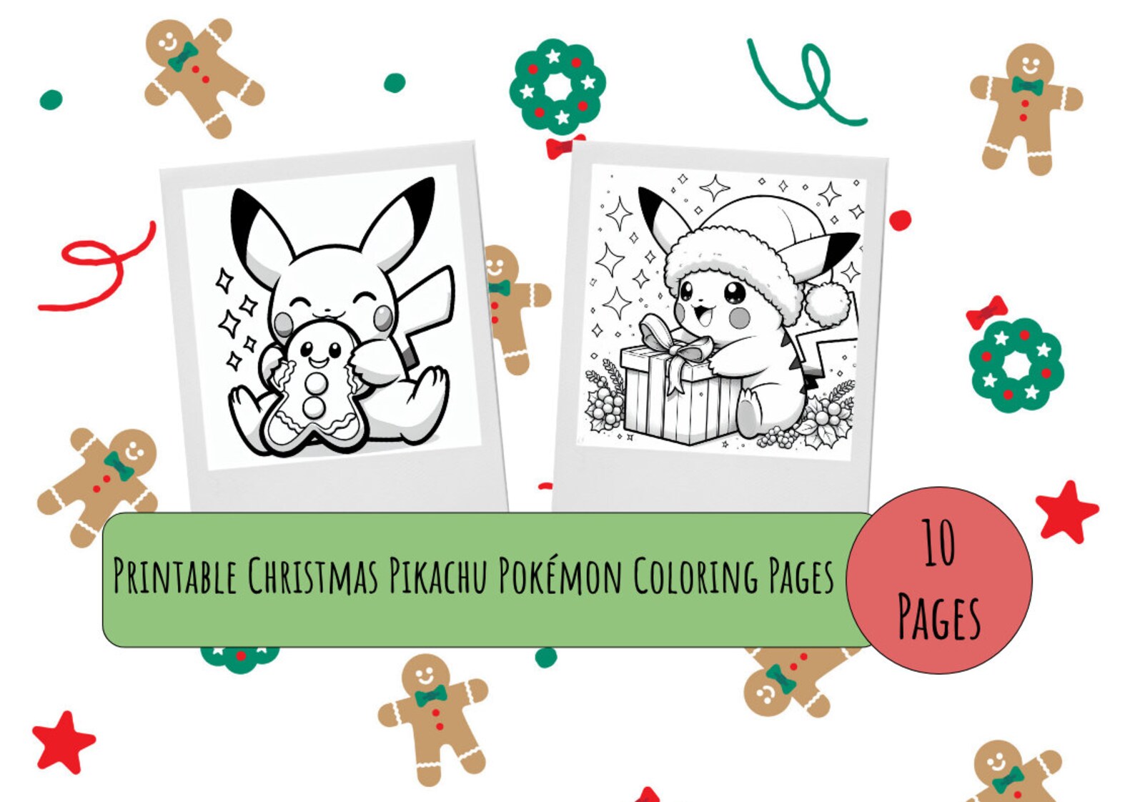 10 Printable Christmas Pikachu Pokémon Coloring Pages, Coloring Sheets ...