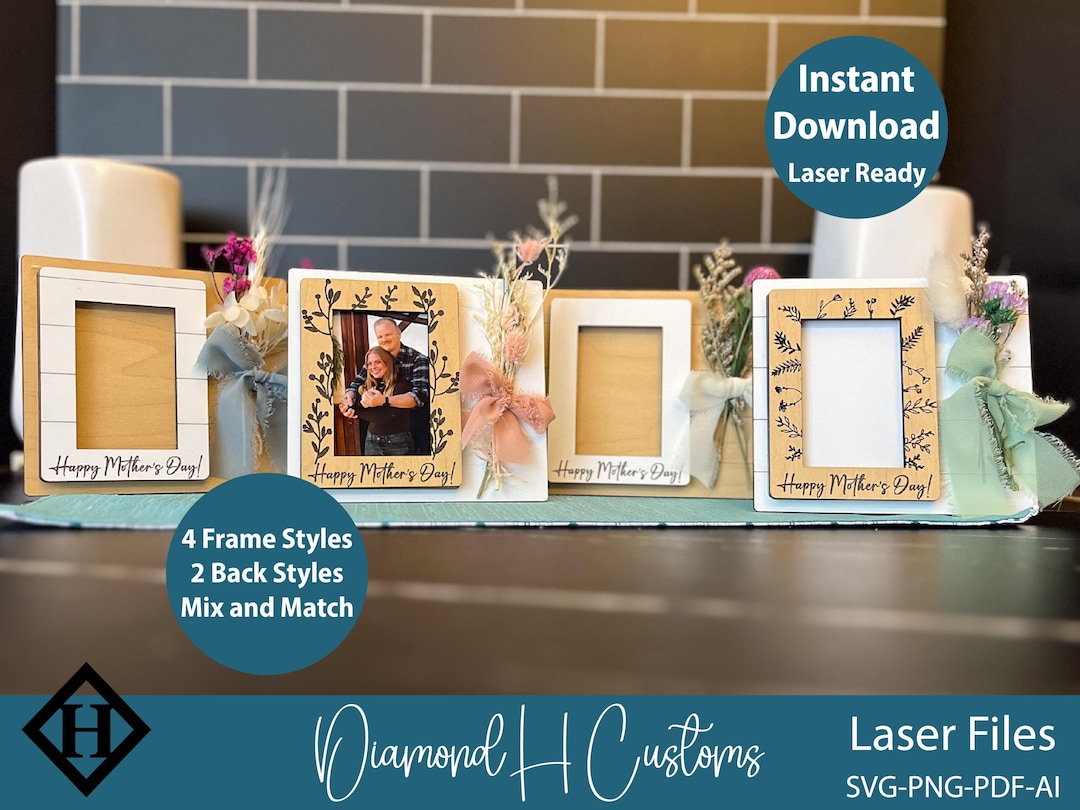Mother’s Day Photo Frame Laser Cut File Wallet Size Photo Gift for Mom ...