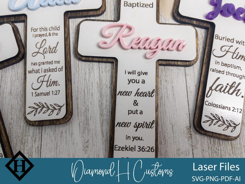 Baptism Cross Ornament Laser Cut File Personalized Baptism Gift SVG ...