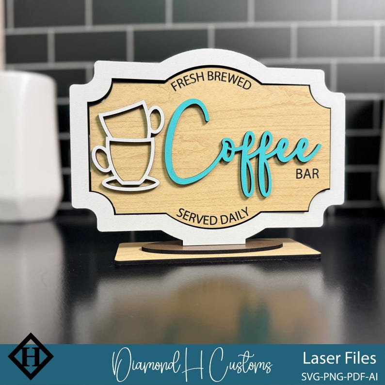 Coffee Bar Sign Laser Cut Menu Display Shop Engraved Digital File ...