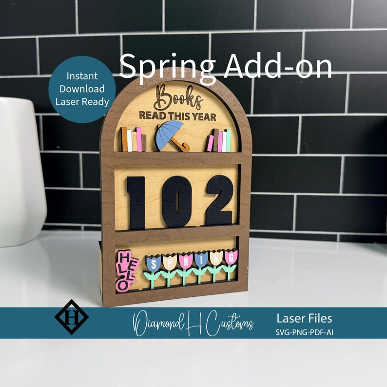 Spring Reading Tracker Digital File Laser Cut Design Butterfly Book ...