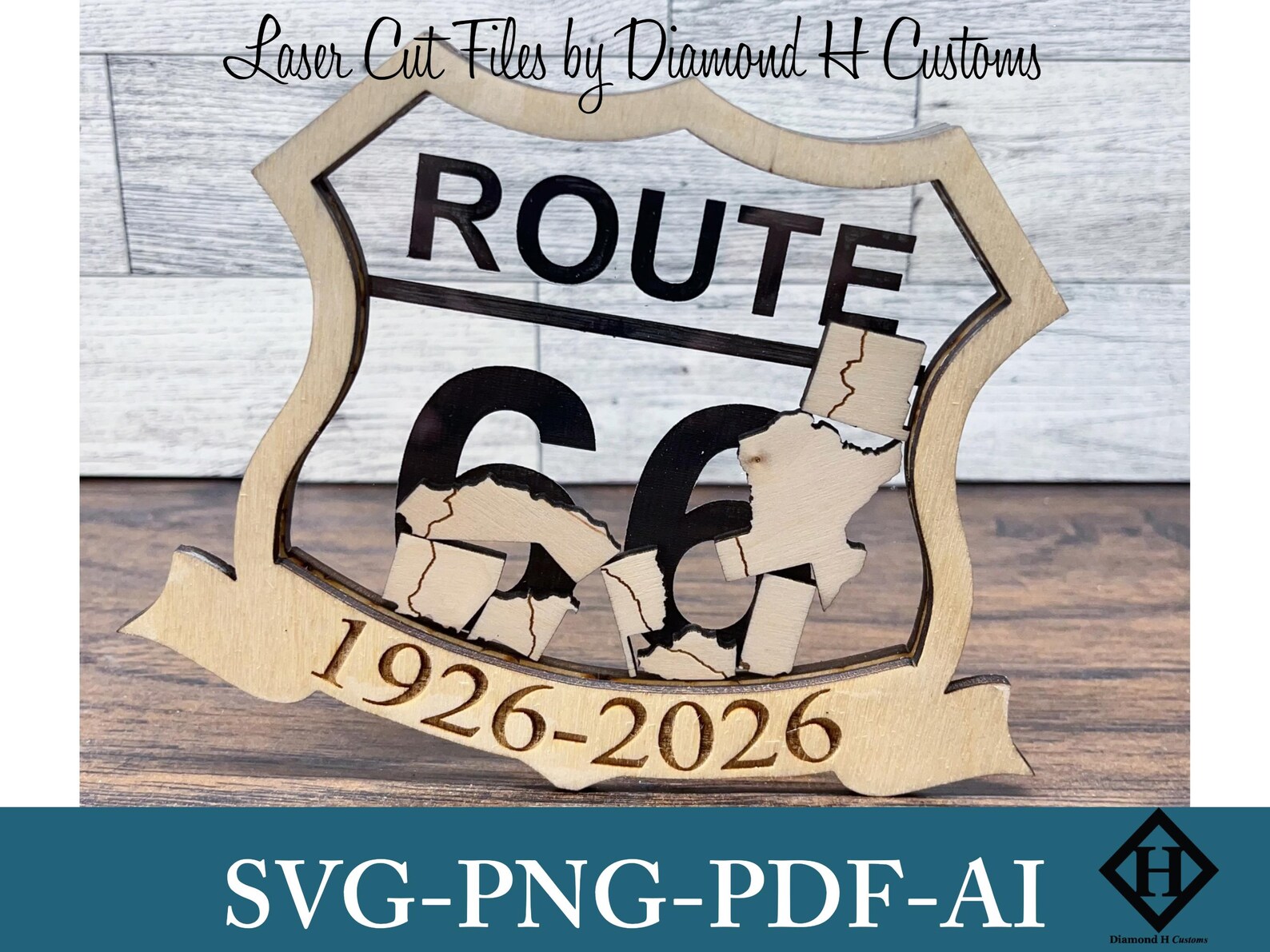 Route 66 Centennial Laser Cut File Route 66 Centennial SVG Route 66 ...