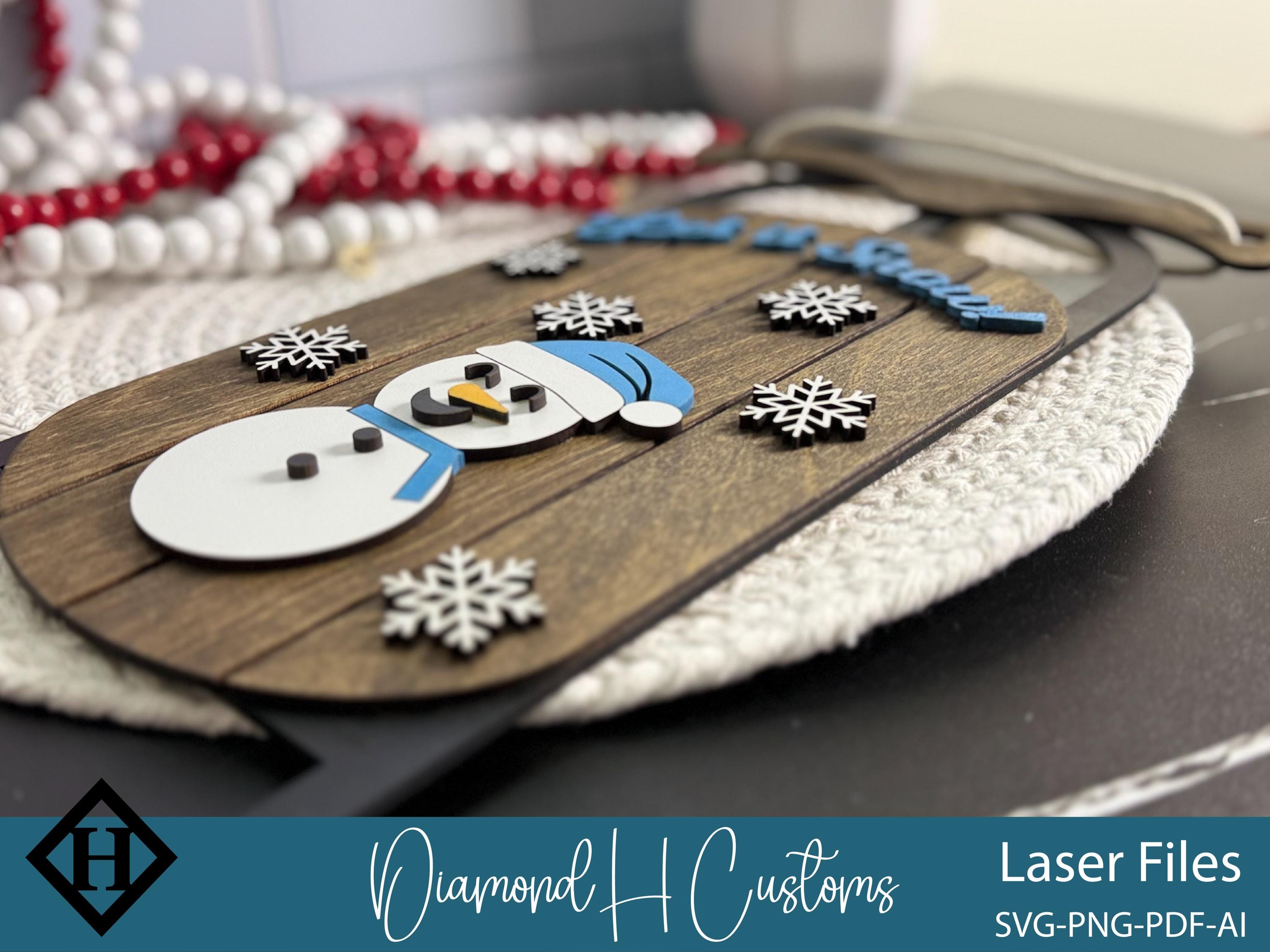 Christmas Sled Snowman Laser Cut File Let It Snow Winter Decor SVG ...