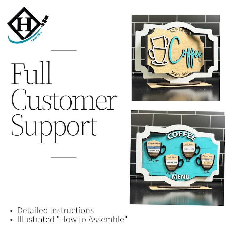 Coffee Bar Sign Laser Cut Menu Display Shop Engraved Digital File ...