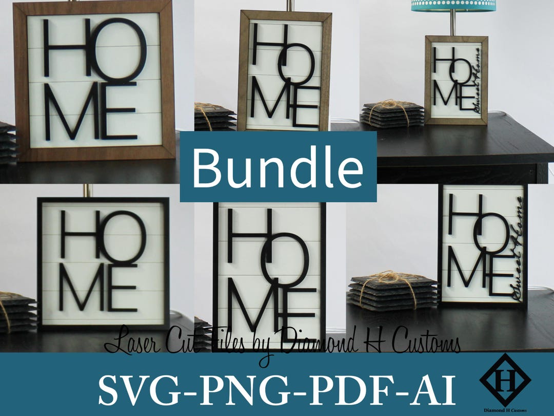 Home Sign Laser Cut File Bundle Home Sign Laser Cut Files SVG Sign ...