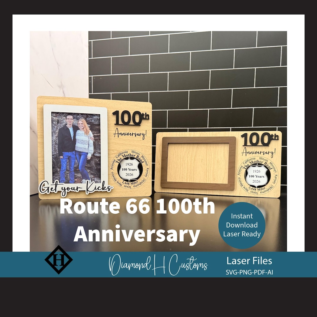 Route 66 Frame Laser Cut File Svg Digital Template Spinning Shield ...