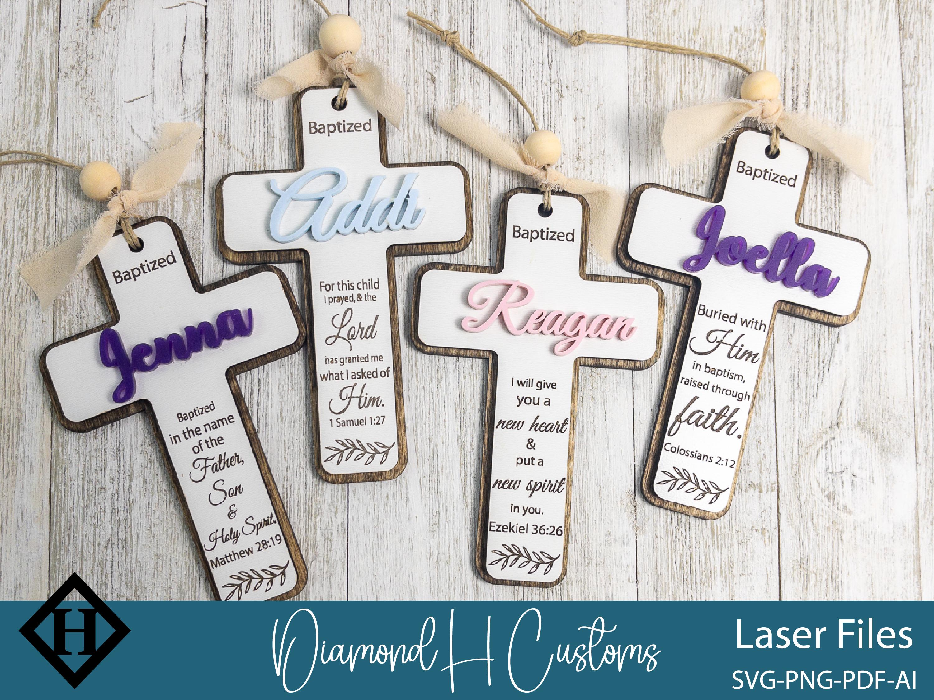 Baptism Cross Ornament Laser Cut File Personalized Baptism Gift SVG ...