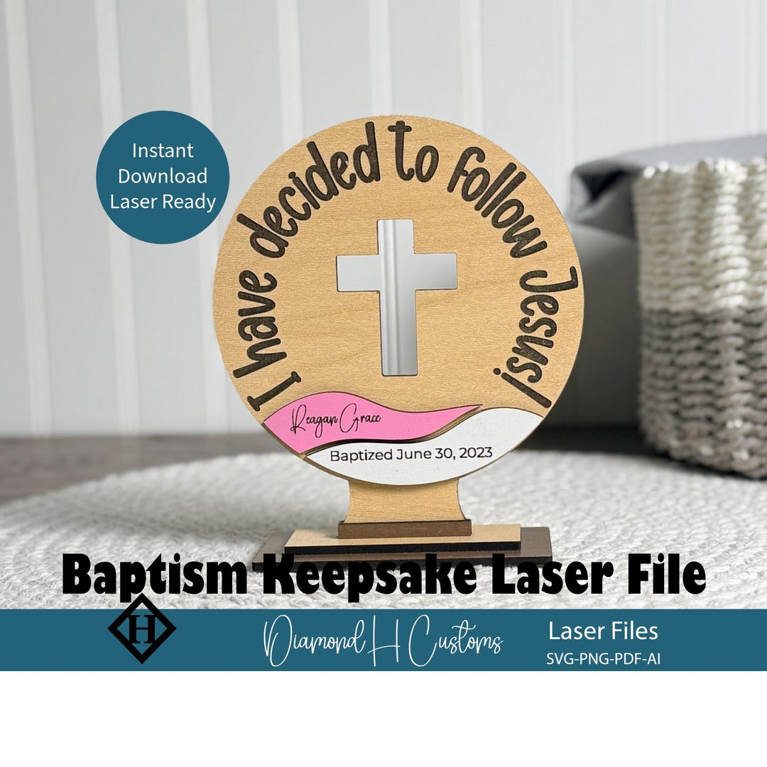 Baptism Keepsake Stand Laser Cut File Svg Digital Download Christening ...