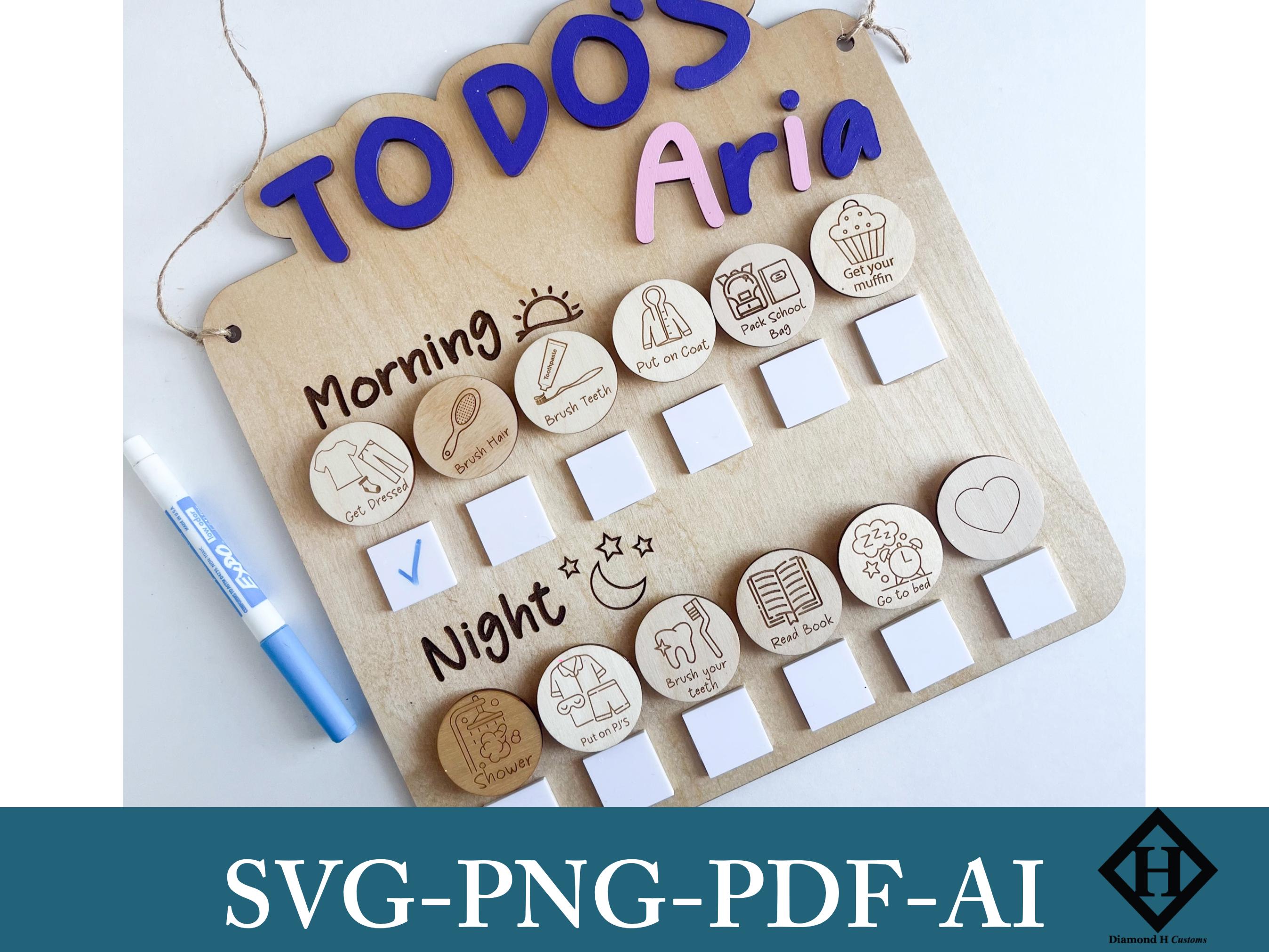 Chore Chart for Kids Digital File, Wooden Chore Chart, Wood Chore Chart ...