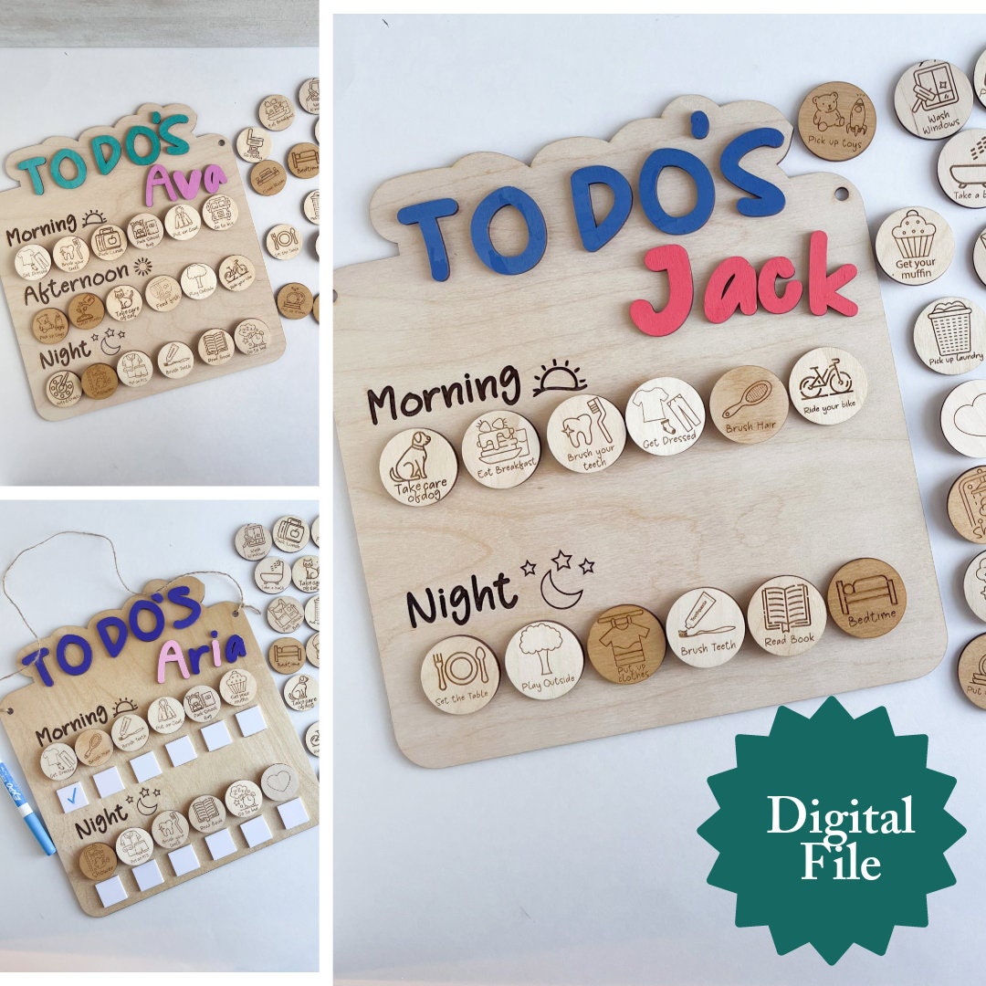 Chore Chart for Kids Digital File, Wooden Chore Chart, Wood Chore Chart ...