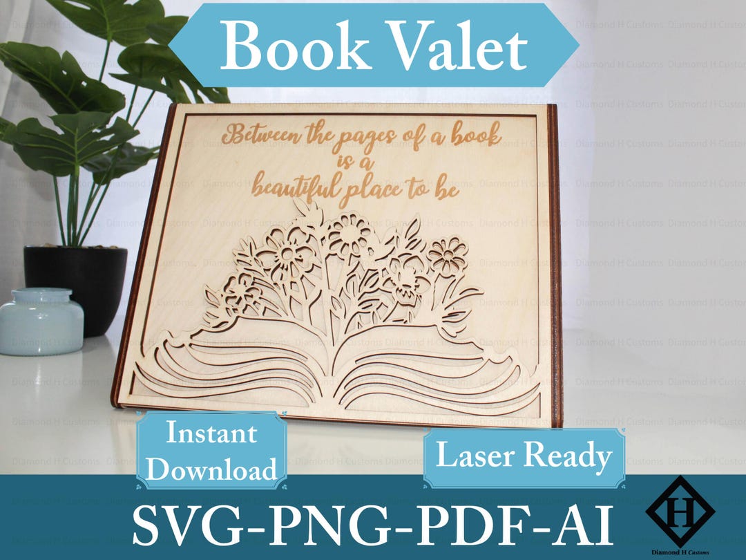 Laser Cut SVG Book Lover Gift DIY Wooden Book Stand Reading Accessories ...
