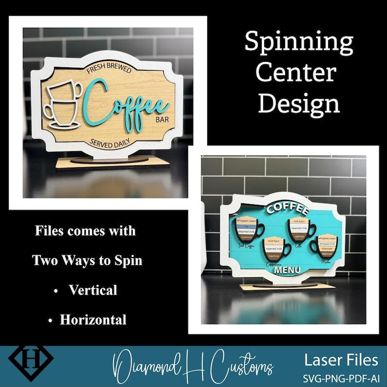 Coffee Bar Sign Laser Cut Menu Display Shop Engraved Digital File ...
