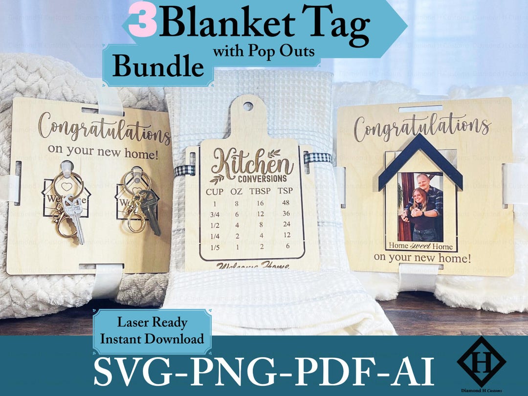 Blanket Tag Pop Out Bundle SVG Housewarming Laser Cut Files New Home ...