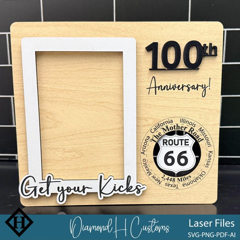 Route 66 Frame Laser Cut File Svg Digital Template Spinning Shield ...
