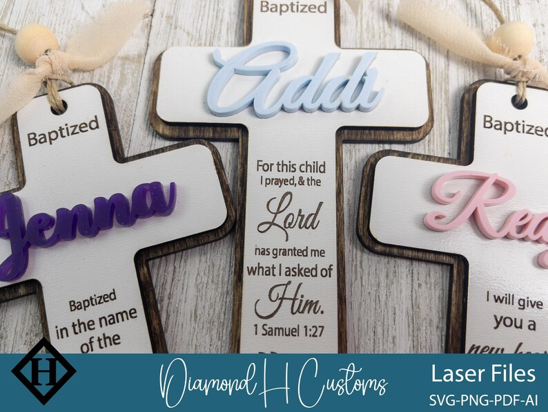 Baptism Cross Ornament Laser Cut File Personalized Baptism Gift SVG ...
