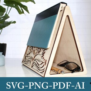 Laser Cut SVG Book Lover Gift DIY Wooden Book Stand Reading Accessories ...