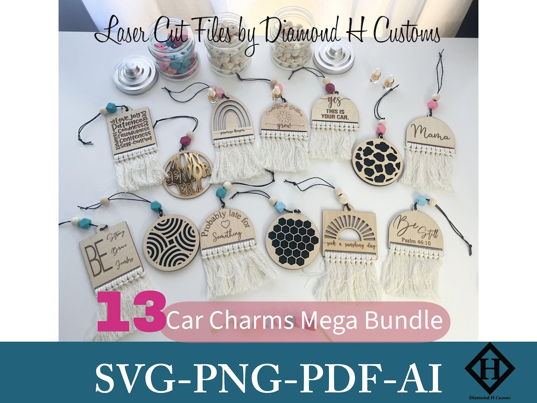 Mega Bundle Car Freshener Design SVG Car Charm Laser Cut File Car ...