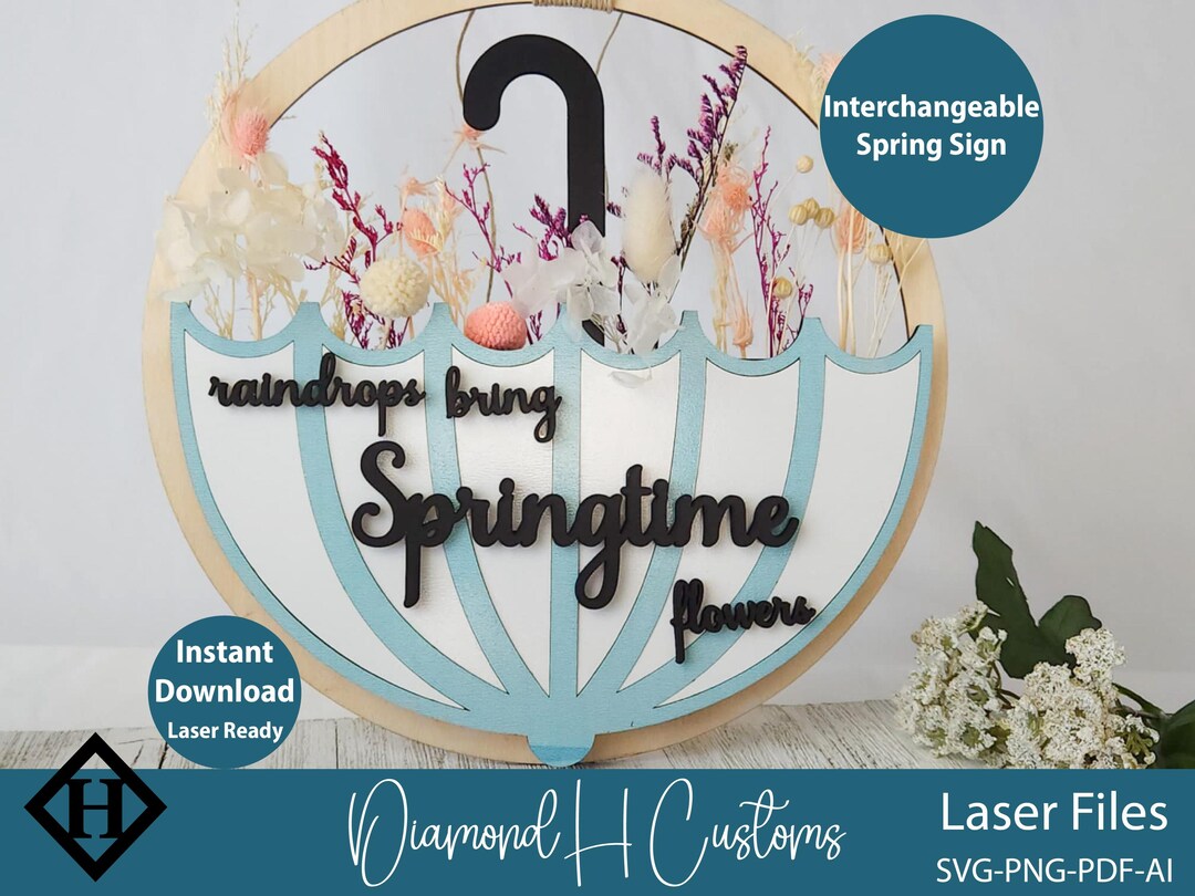 Interchangeable Spring Sign Laser Cut File Floral Spring Decor Instant ...