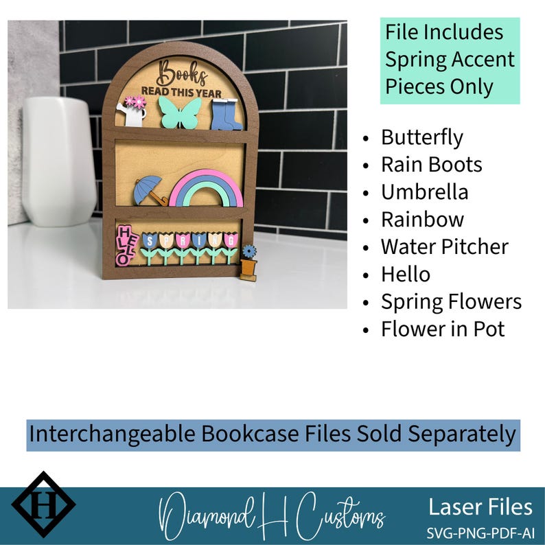 Spring Reading Tracker Digital File Laser Cut Design Butterfly Book ...