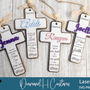 Baptism Cross Ornament Laser Cut File Personalized Baptism Gift SVG ...