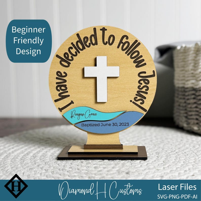 Baptism Keepsake Stand Laser Cut File Svg Digital Download Christening ...