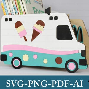 SVG Cutting File Children Book Organizer Ice Cream Theme Book Display ...