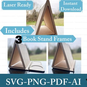 Laser Cut SVG Book Lover Gift DIY Wooden Book Stand Reading Accessories ...