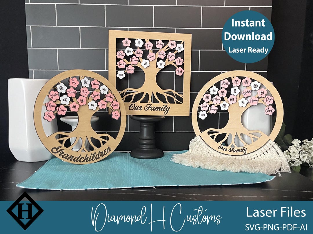 Personalized Mom Gift Laser Cut File Family Tree Laser Cut Home Decor ...