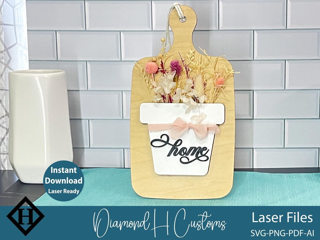 Laser Cut Flower Board SVG Floral Cutting Board Sign Home Decor Laser ...