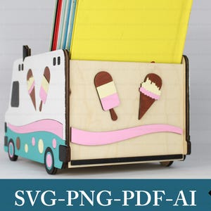 SVG Cutting File Children Book Organizer Ice Cream Theme Book Display ...