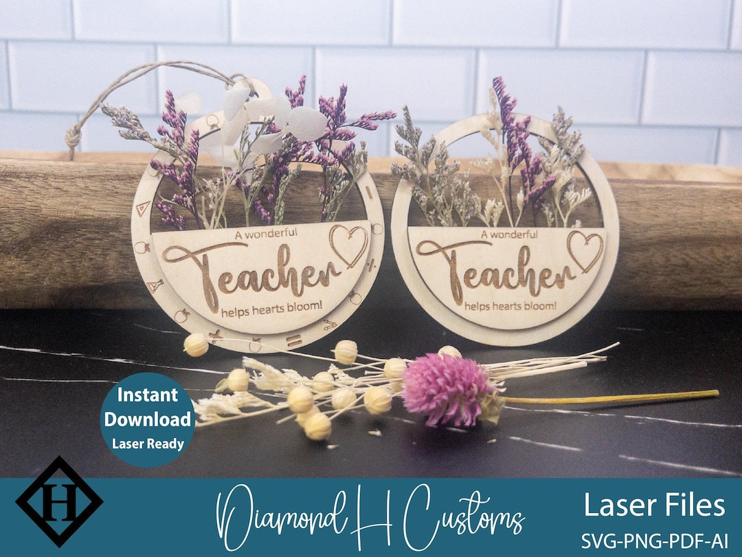 Teacher Laser Cut File Teacher Laser Dried Flowers SVG File Teacher ...