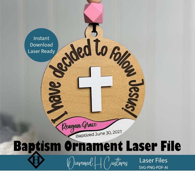 Baptism Ornament Svg Laser Cut File Christening Keepsake Cross Memorial ...