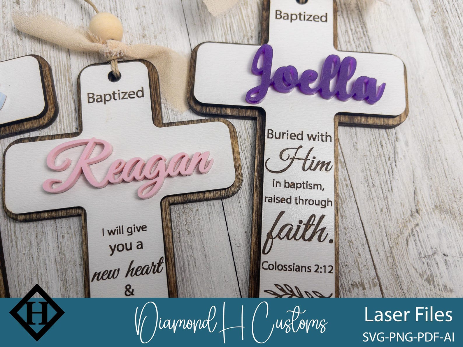 Baptism Cross Ornament Laser Cut File Personalized Baptism Gift SVG ...