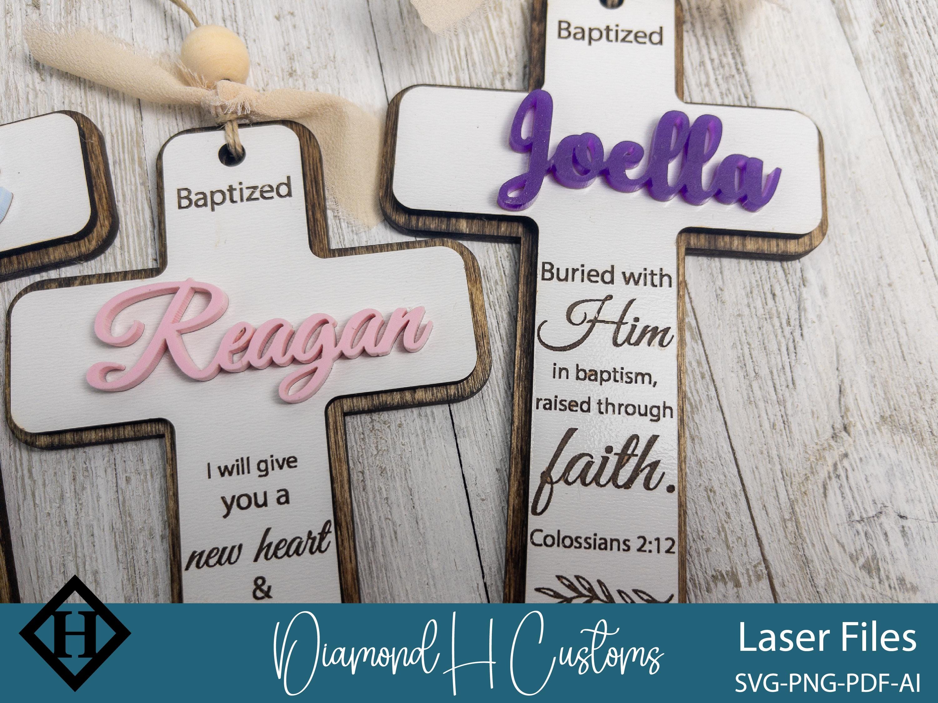 Baptism Cross Ornament Laser Cut File Personalized Baptism Gift SVG ...