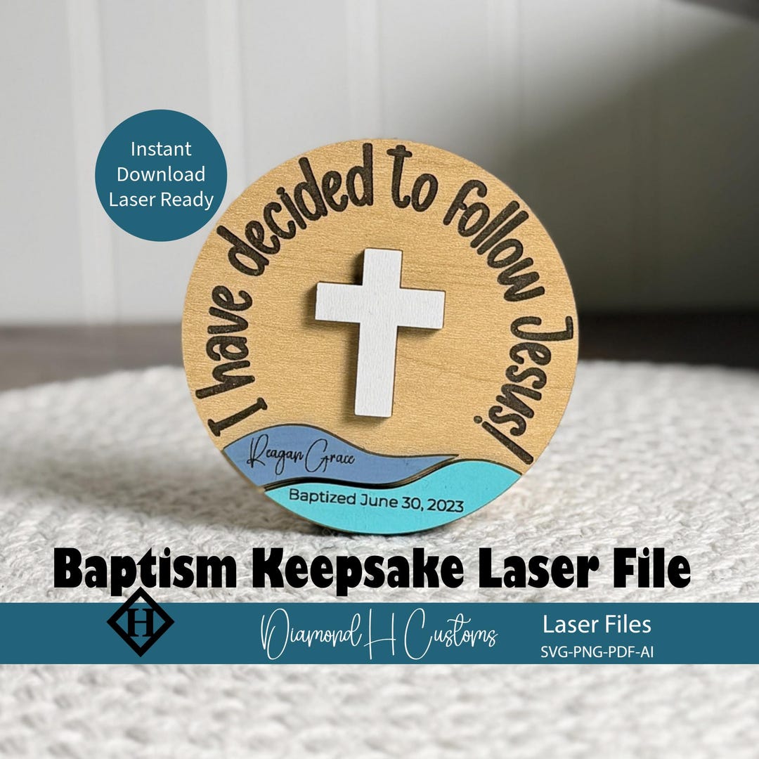 Baptism Laser Cut File Magnet Christening Gift Svg Template Cross ...