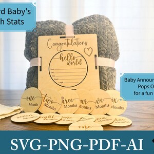Blanket Tag Digital Baby Announcement SVG Laser Cut Files Monthly ...