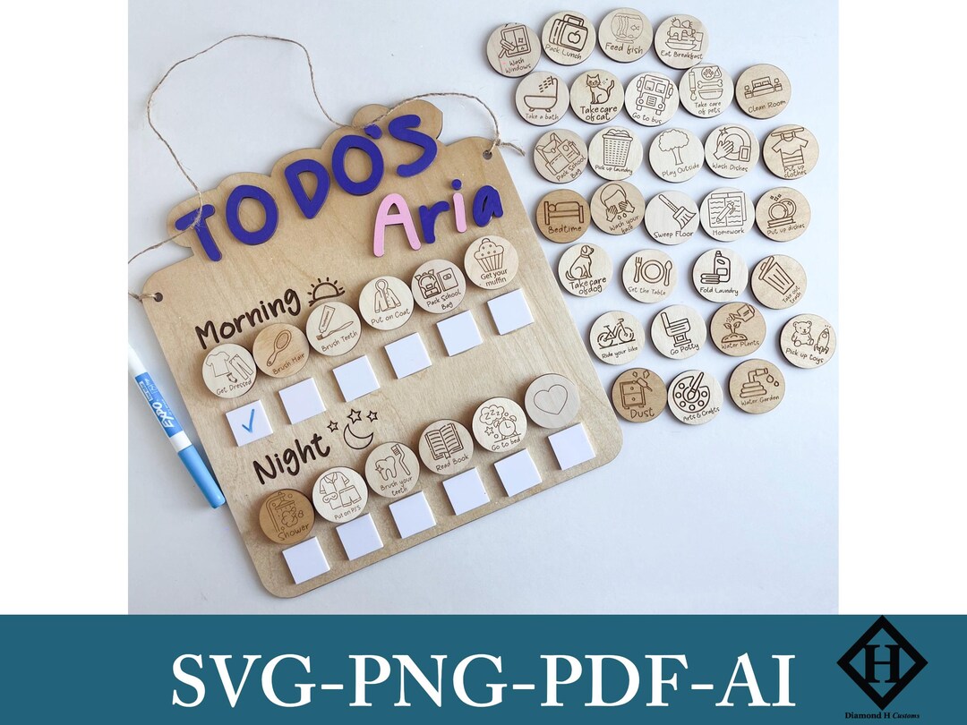 Chore Chart for Kids Digital File, Wooden Chore Chart, Wood Chore Chart ...