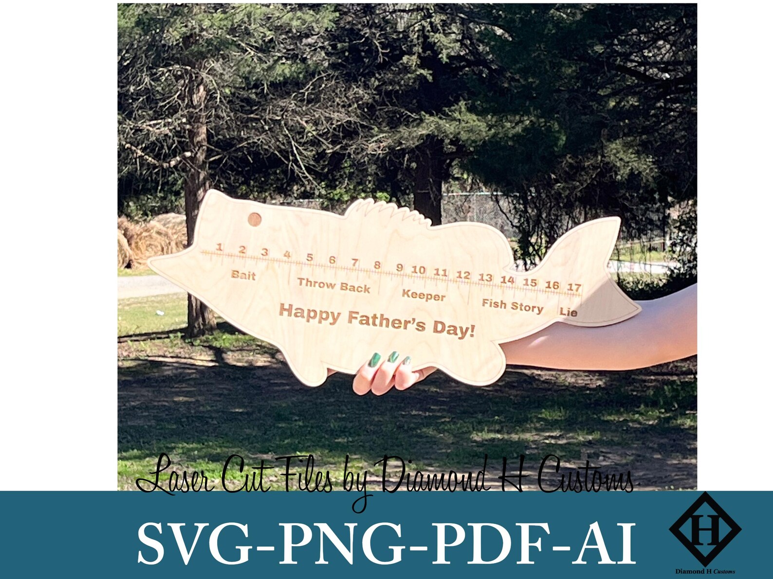 Fish Measure Sign SVG Fish Ruler Gift SVG Fish Measure Sign Svg Laser ...