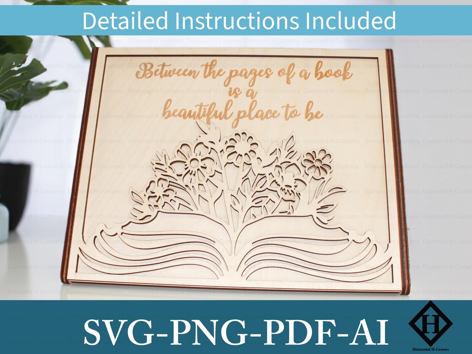 Laser Cut SVG Book Lover Gift DIY Wooden Book Stand Reading Accessories ...