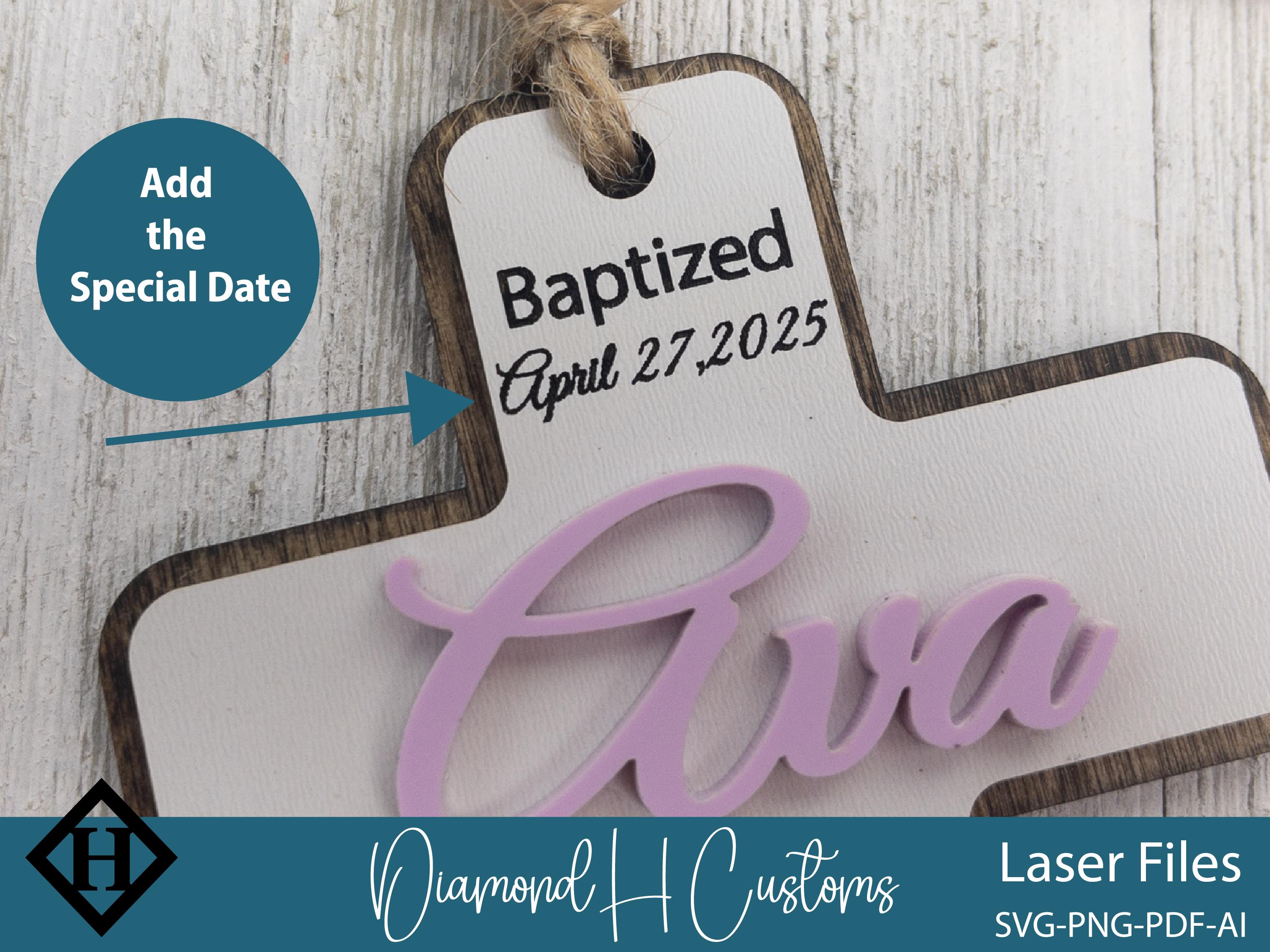 Baptism Cross Ornament Laser Cut File Personalized Baptism Gift SVG ...