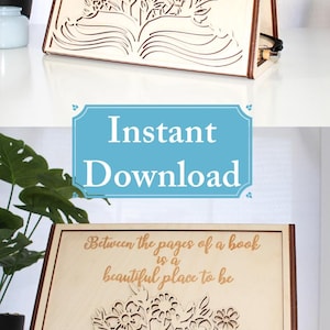 Laser Cut SVG Book Lover Gift DIY Wooden Book Stand Reading Accessories ...