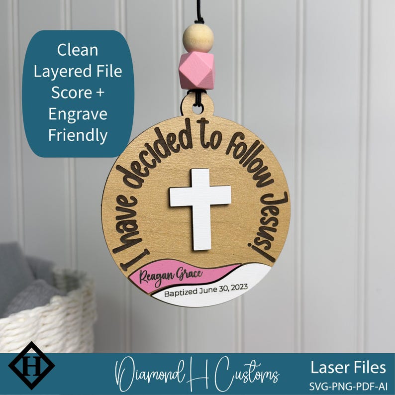 Baptism Ornament Svg Laser Cut File Christening Keepsake Cross Memorial ...