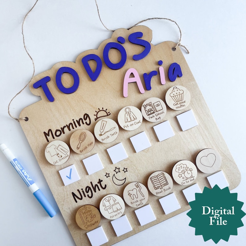Chore Chart for Kids Digital File, Wooden Chore Chart, Wood Chore Chart ...
