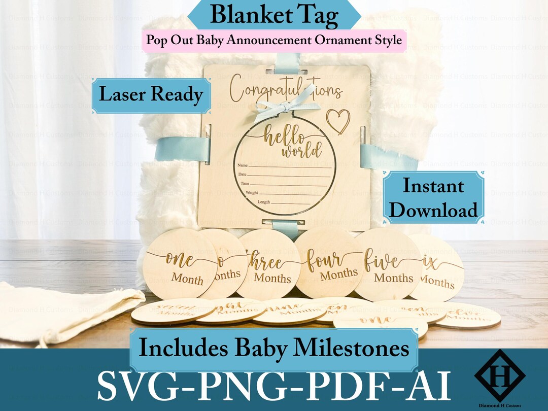 Blanket Tag Baby Milestone Marker Laser Cut File Monthly Baby Photo ...