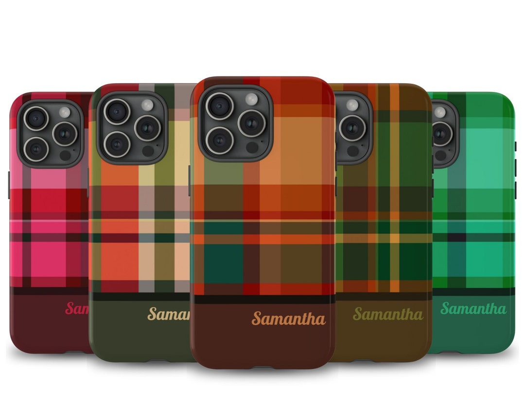 Personalized Christmas Plaid Phone Case iPhone 15 14 13 12 11 Pro, MAX ...
