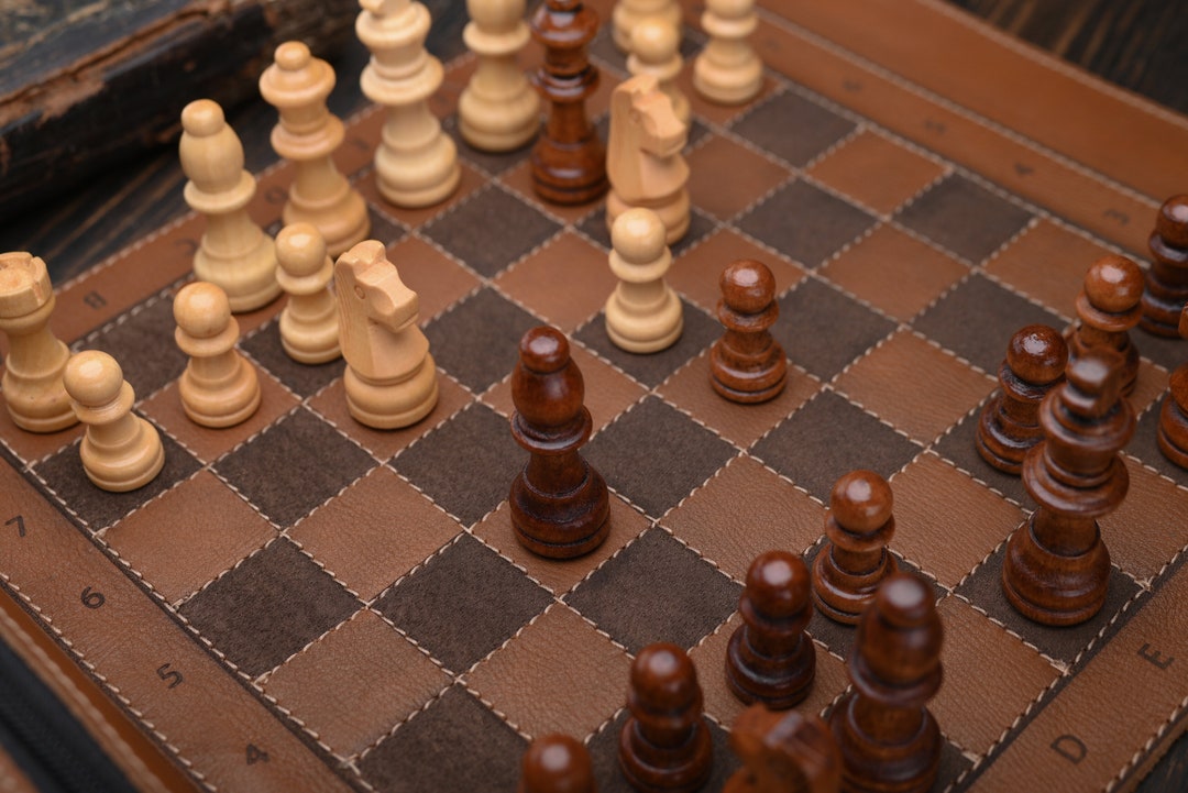 Portable Leather Chess Set - Compact Roll-up Chess Board With Pieces - Etsy