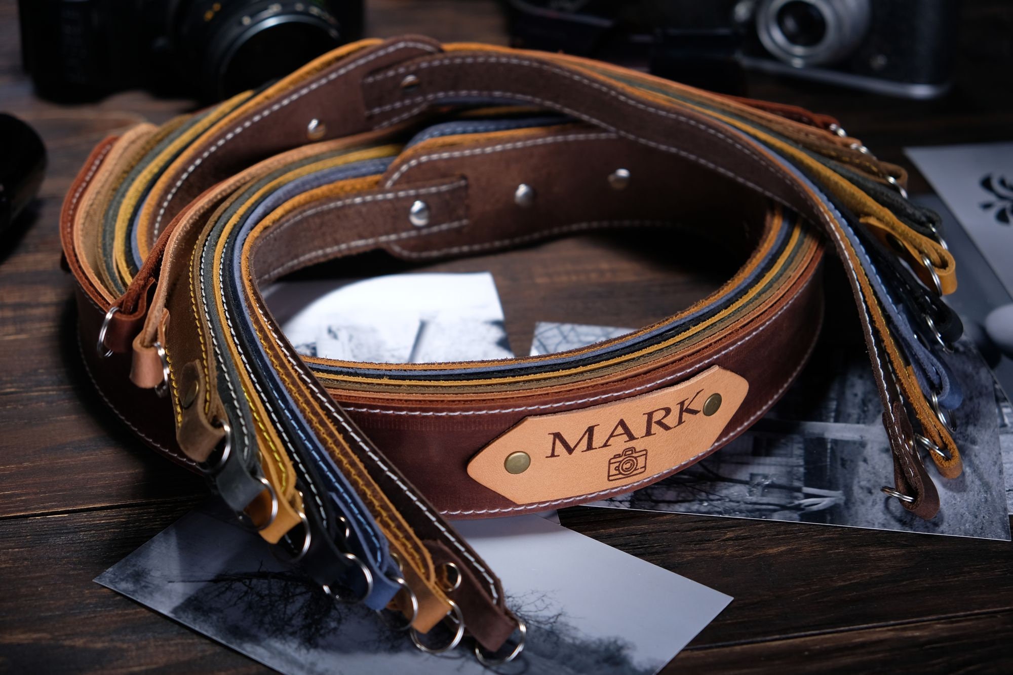 Copper Personalized Leather Camera Strap, Handmade Leather Camera Strap ...