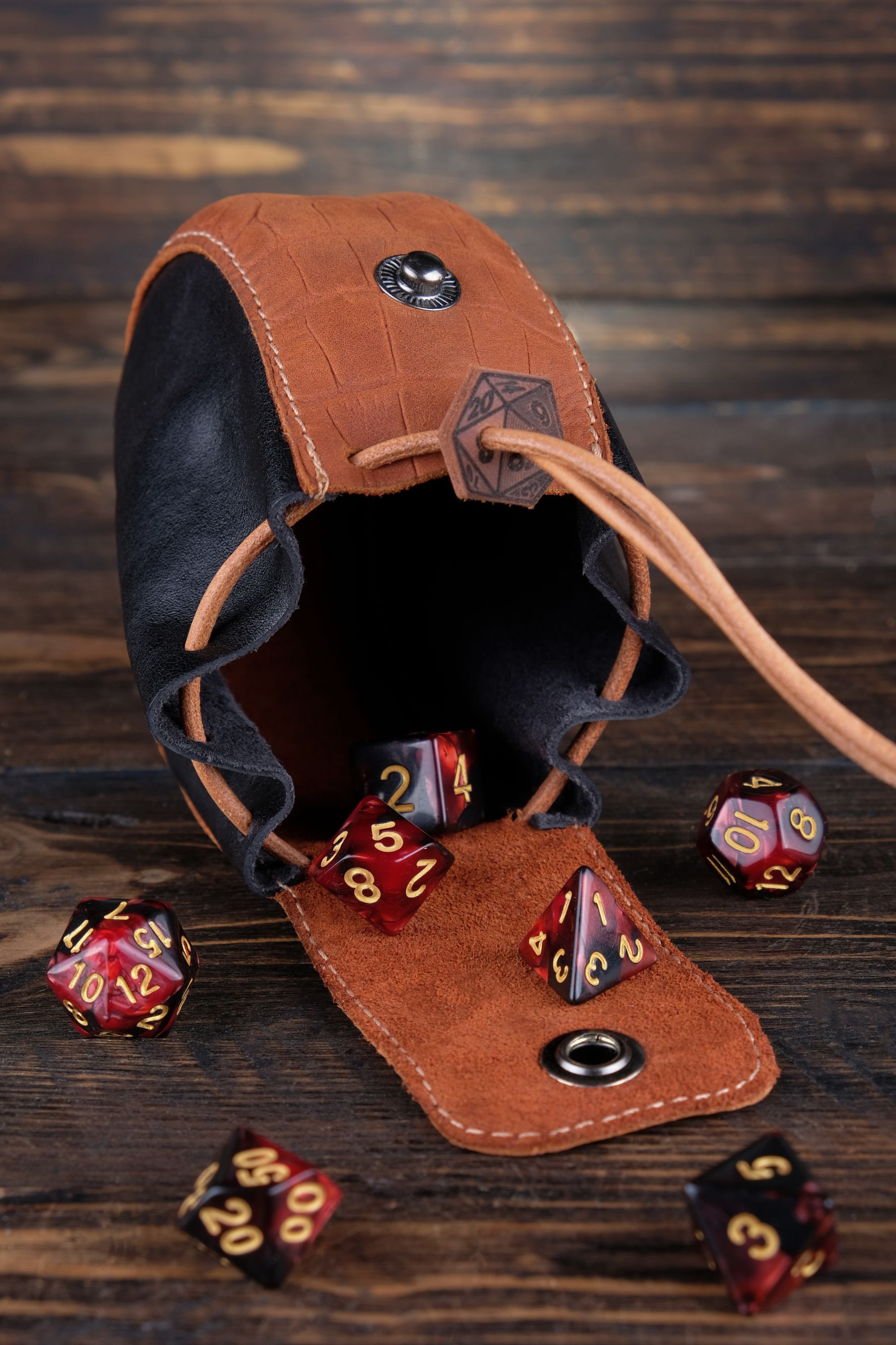 Brown Dnd Dice Bag, Personalized Leather Dice Bag, Dungeons & Dragons ...